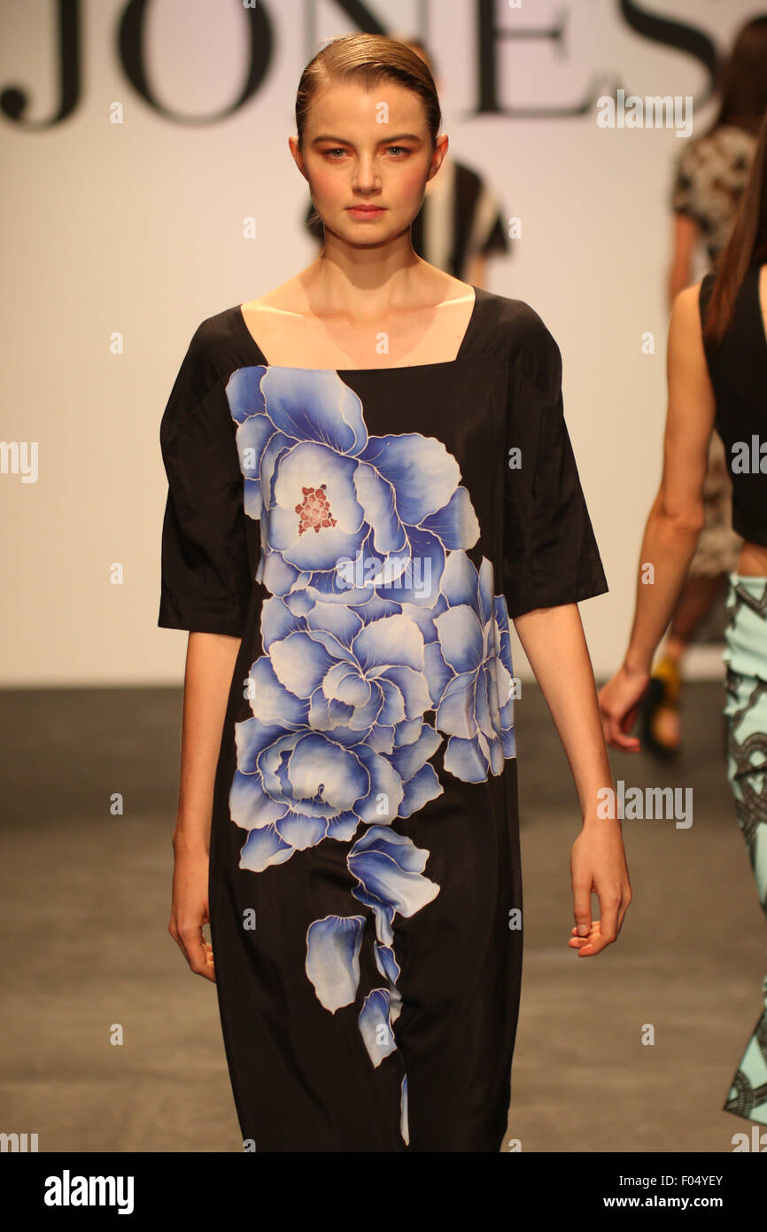 Sydney, Australia. 5 August 2015. A model showcases designs by Akira at ...