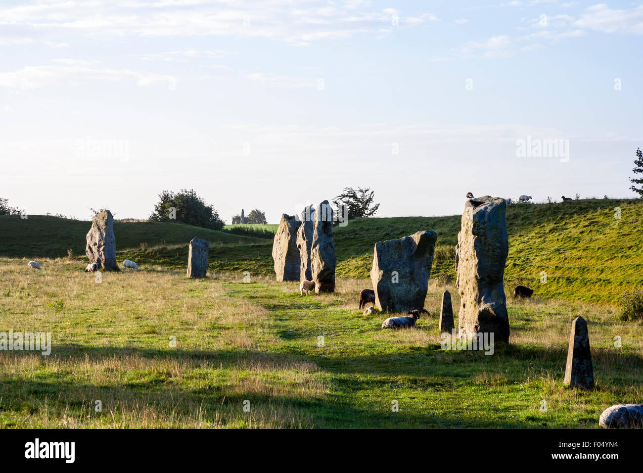 Avebury Neolithic stone circle, England. North West Quarter, with row ...