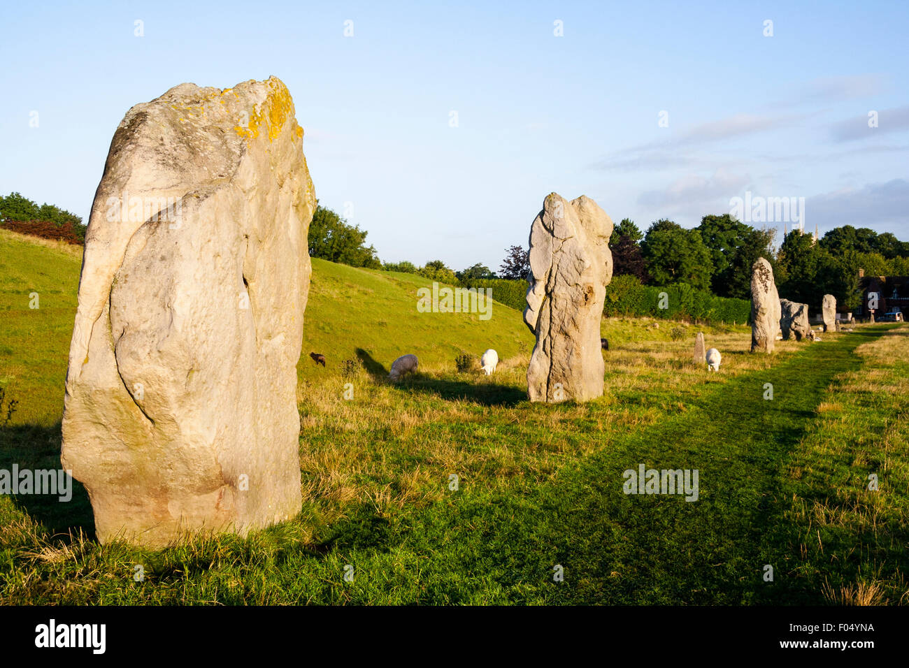 Avebury Neolithic stone circle, England. North West Quarter, with row ...