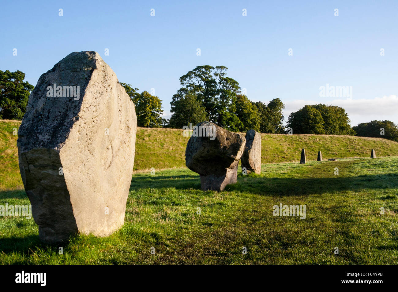 Avebury Neolithic stone circle, England. North West Quarter, with row ...