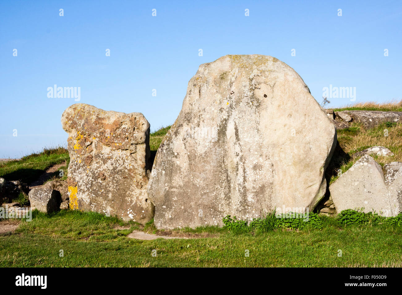 West Kennet Long Barrow, Neolithic tomb, burial mound on a chalk ridge ...
