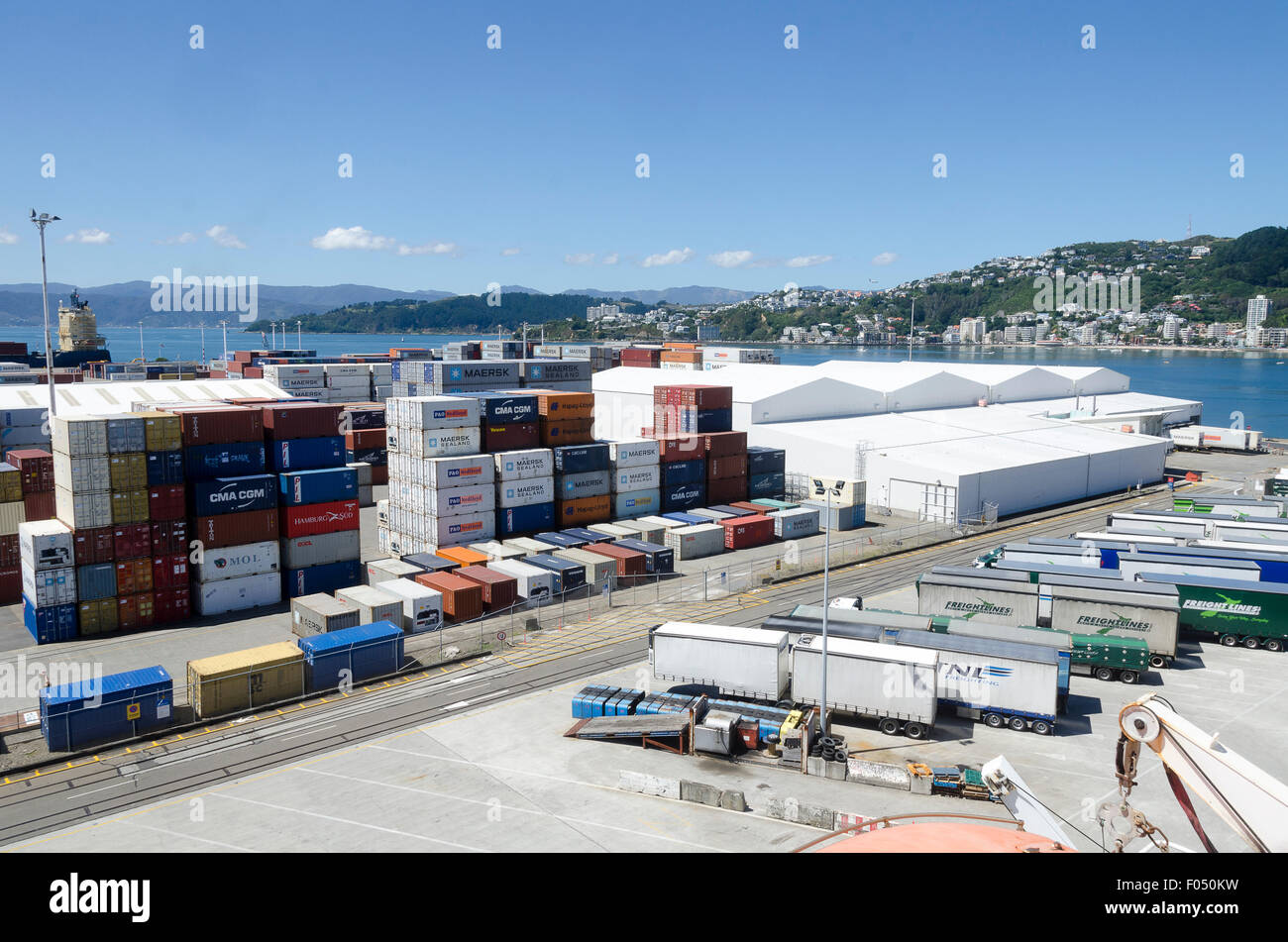 Container Port, Wellington, North Island, New Zealand Stock Photo - Alamy