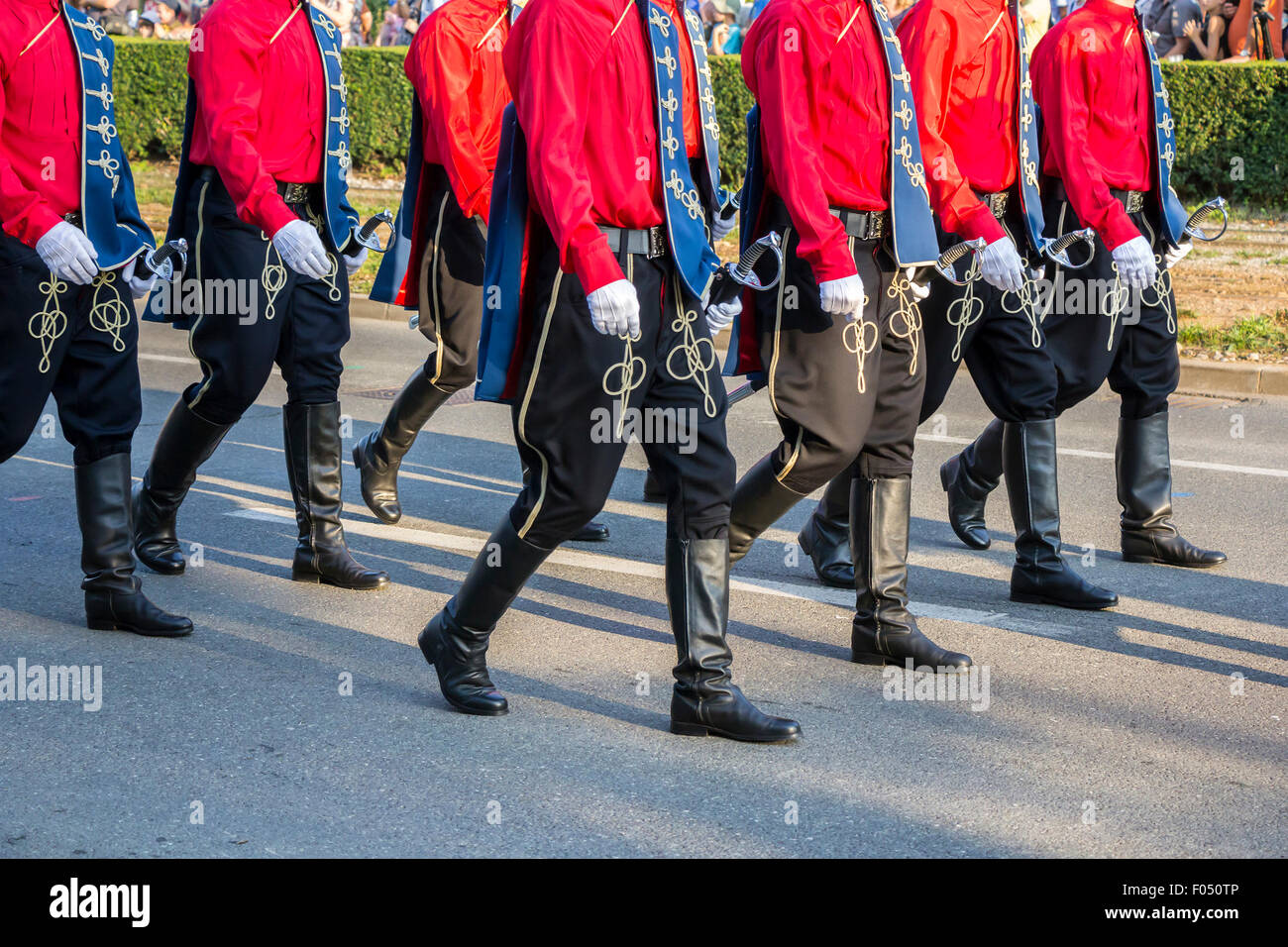 Festive Military parade of the Croatian army in historic uniforms on ...