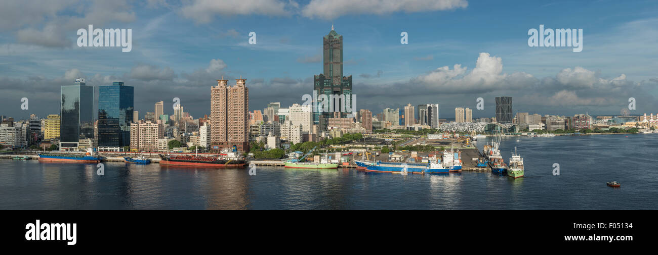 Panorama of Kaohsiung City and 85 Sky Tower from the Port, Taiwan Stock ...