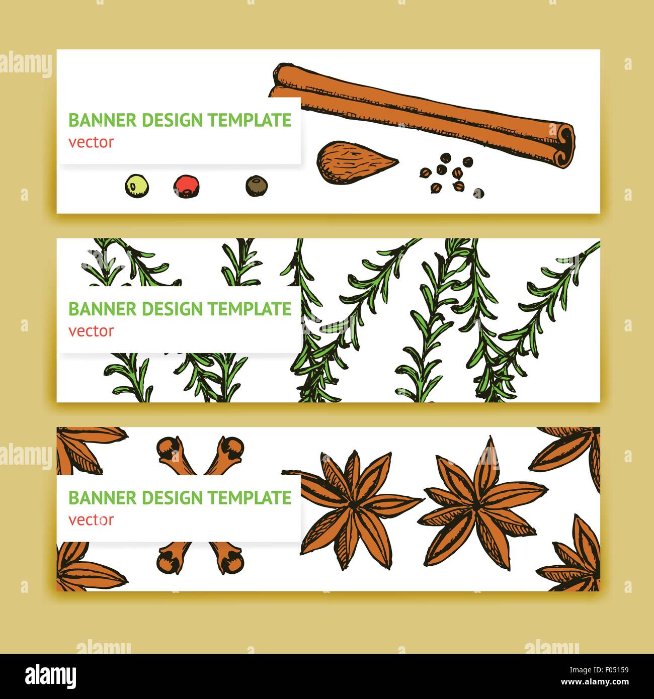 Sketch spices and herbs banners in vintage style, vector Stock Vector ...