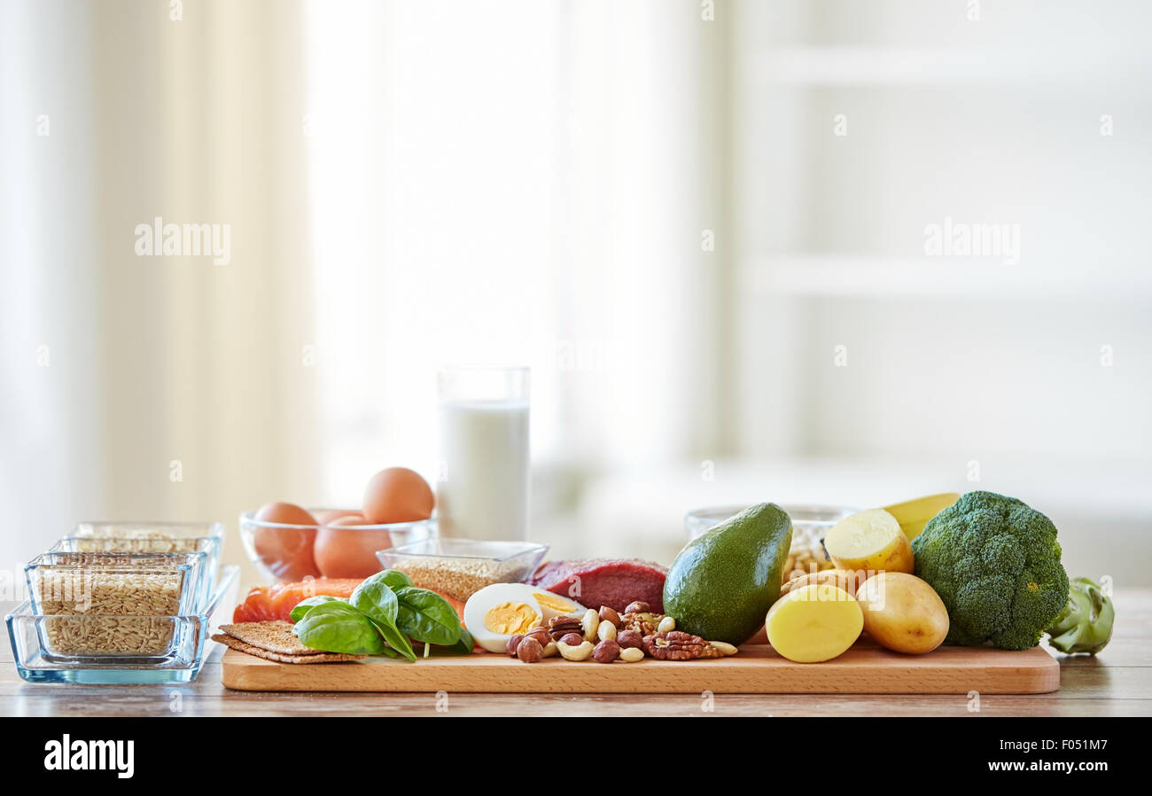 close up of different food items on table Stock Photo - Alamy
