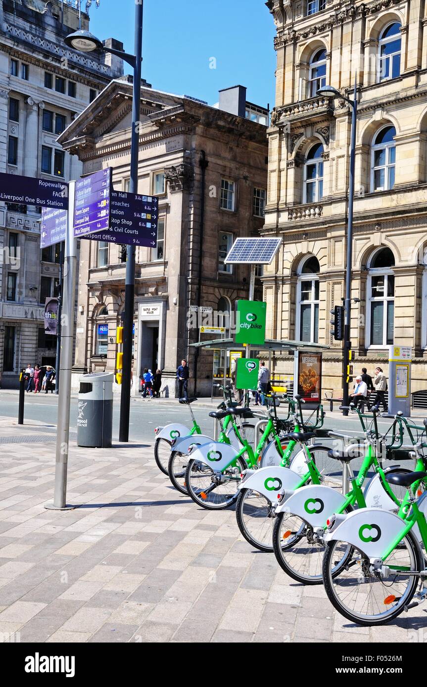 Tourist sights signpost in Derby Square on the Corner of James Street ...