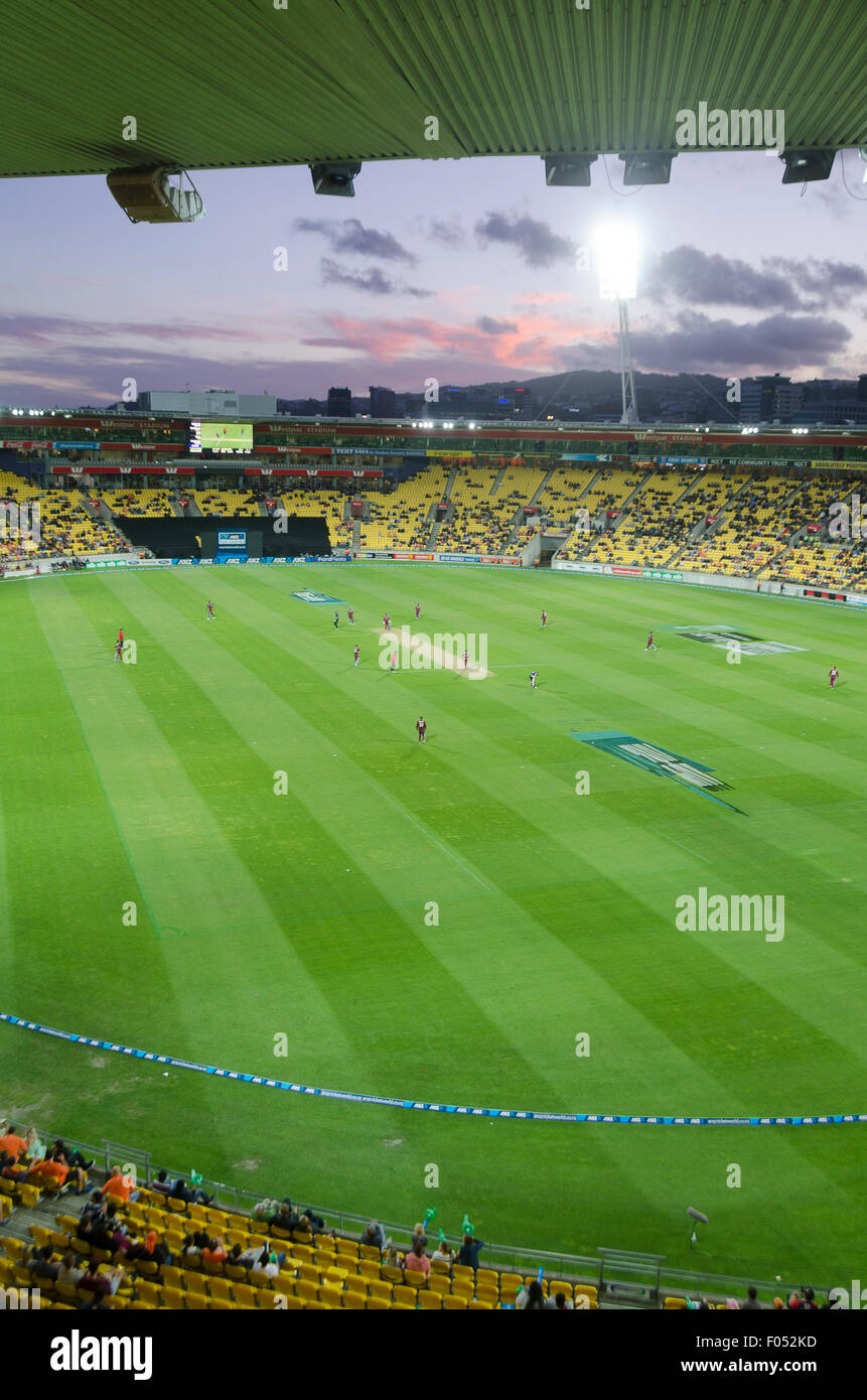 Cricket game at Westpac Stadium, Wellington, North Island, New Zealand ...