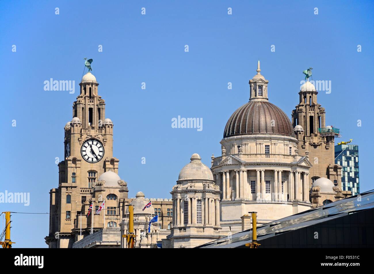 The Three Graces consisting of the Liver Building, Port of Liverpool ...