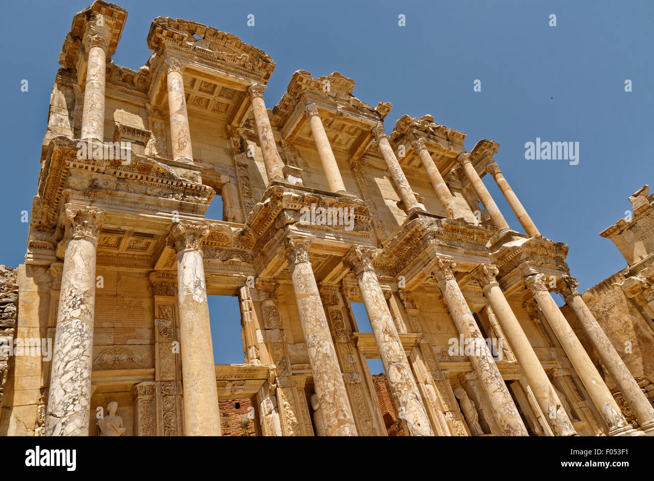 The library of Celsus at the ancient Greek/Roman Empire town of Ephesus ...