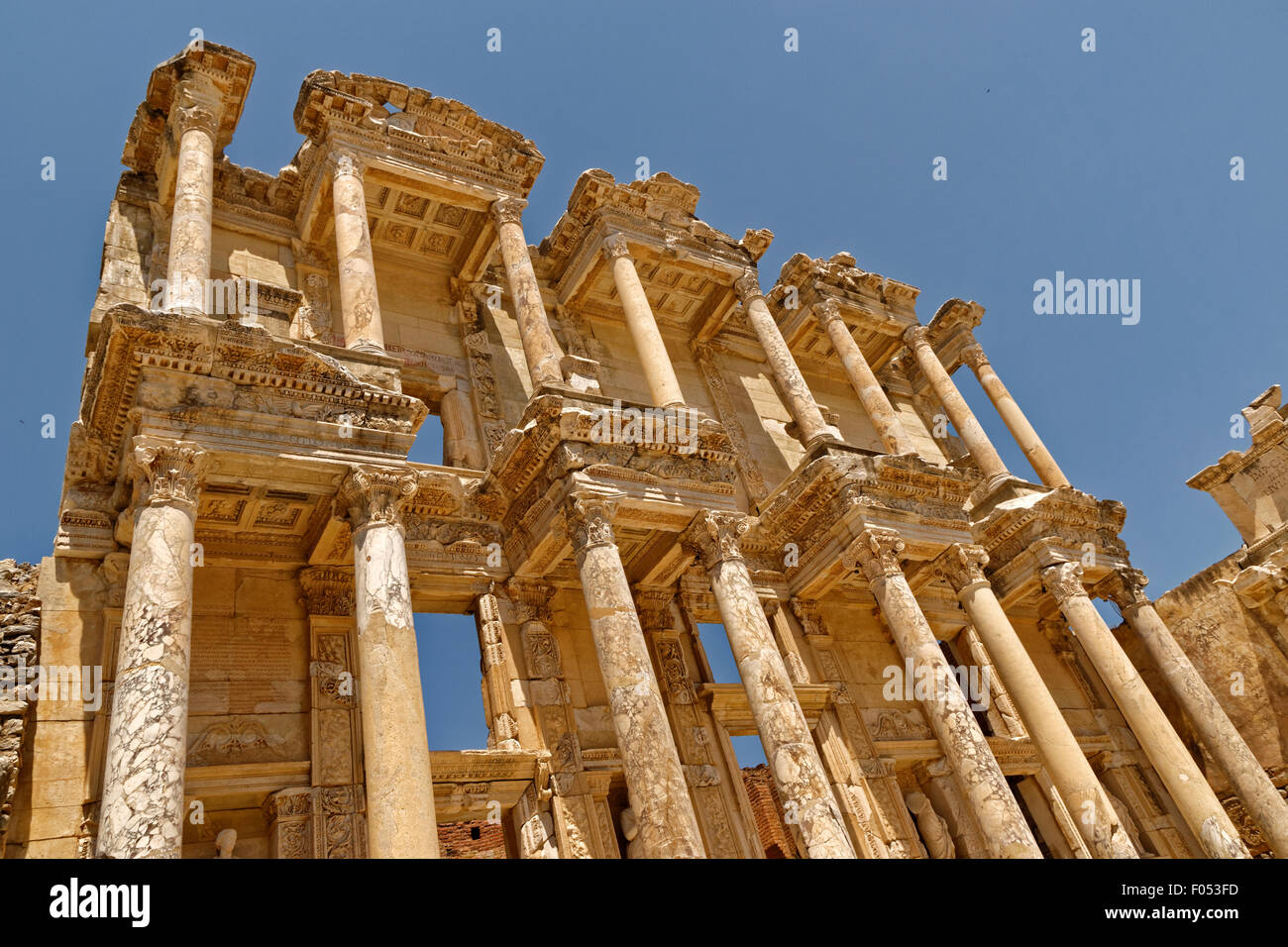 The library of Celsus at the ancient Greek/Roman Empire town of Ephesus ...