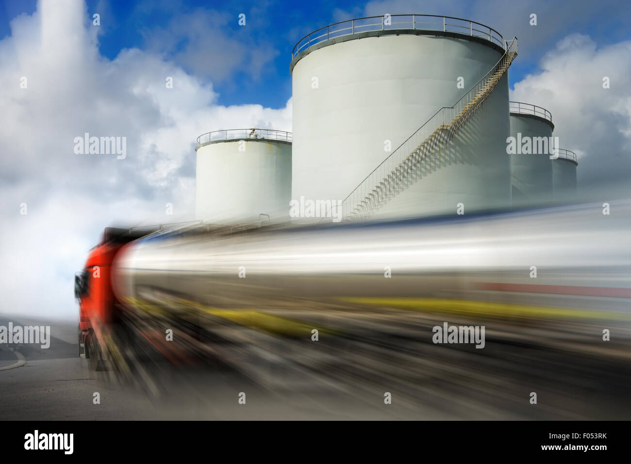 Fuel track in motion Stock Photo - Alamy