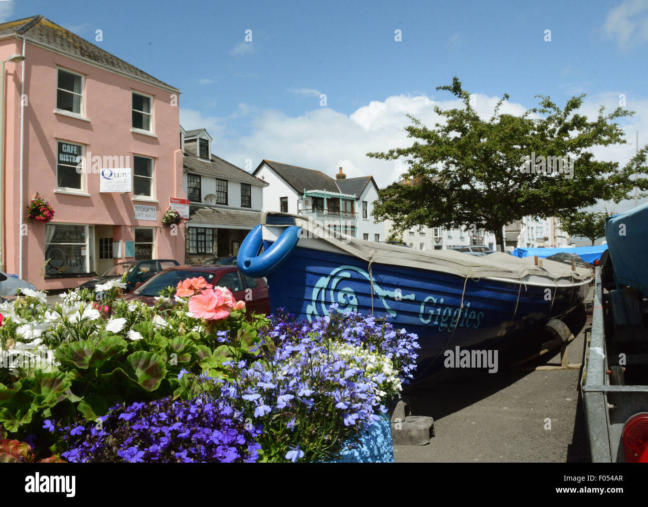 Appledore Quay Flowers Boats Quay Cafe Pilot Gig Stock Photo - Alamy