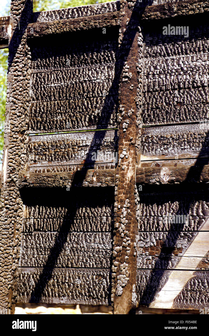 Burnt wooden door Stock Photo - Alamy