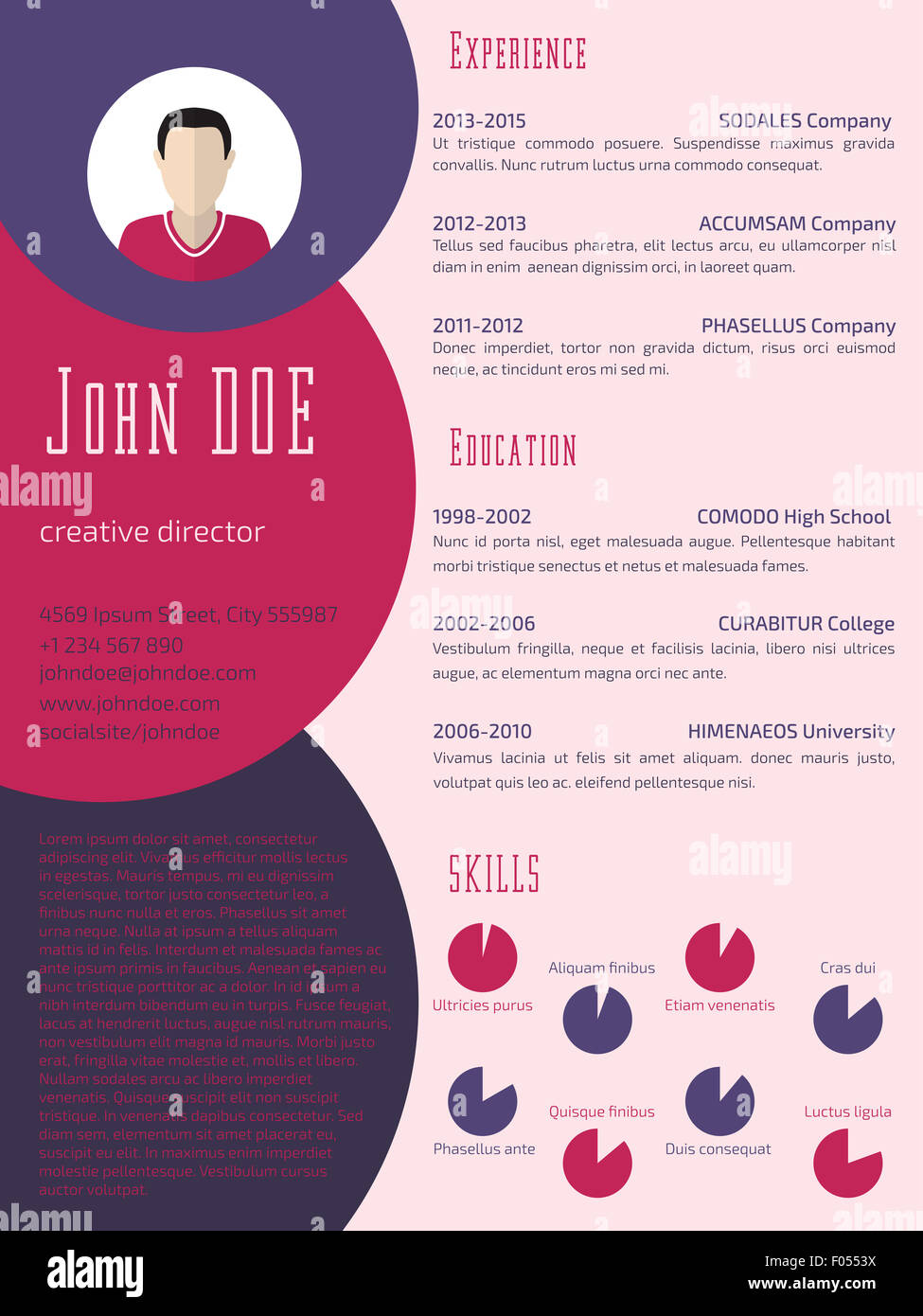 Colorful cool new resume curriculum vitae cv template design Stock ...