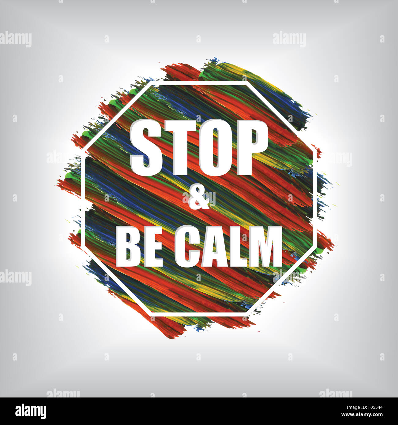 Stop and be calm text on acrylic painted background Stock Photo - Alamy