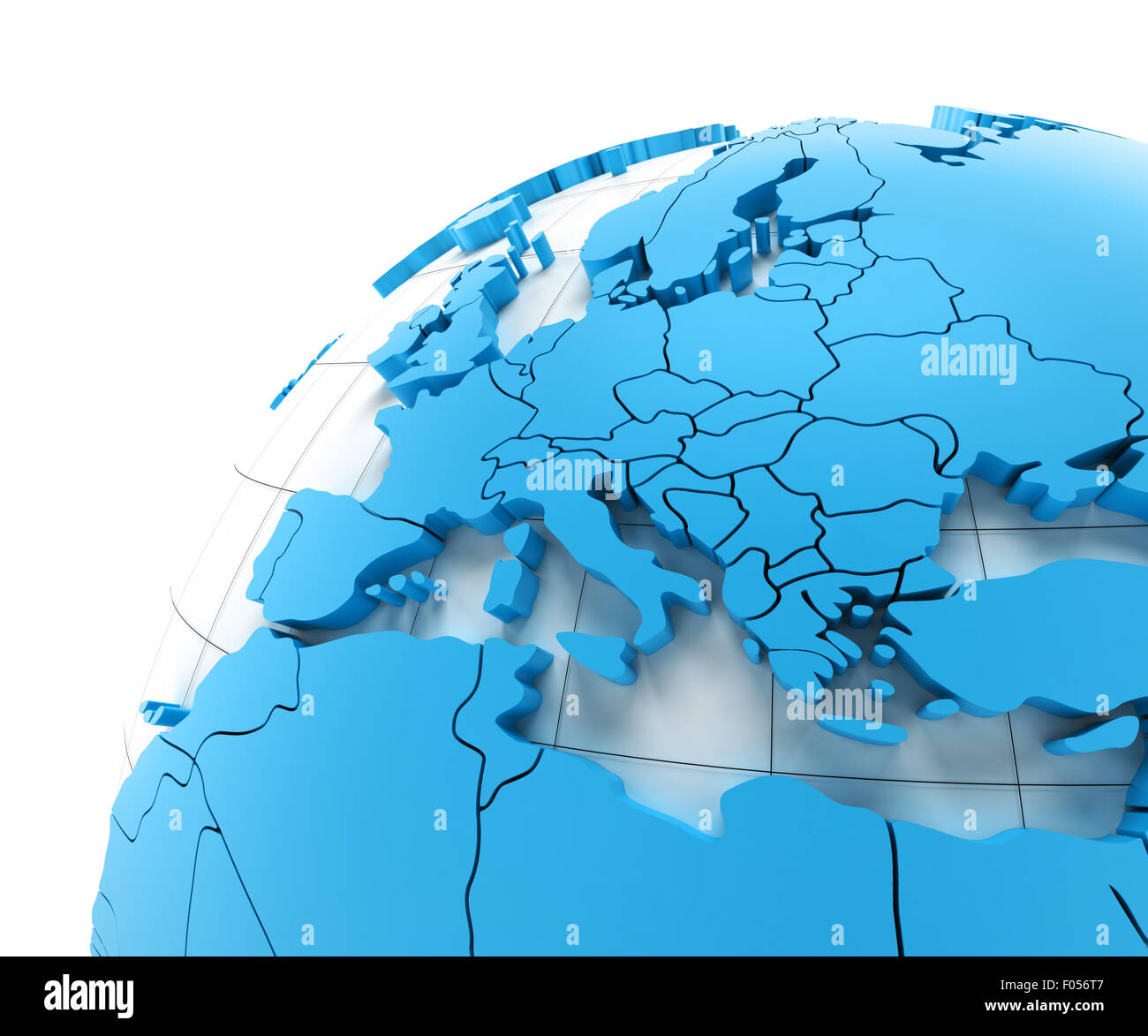 Globe of Europe with national borders Stock Photo - Alamy