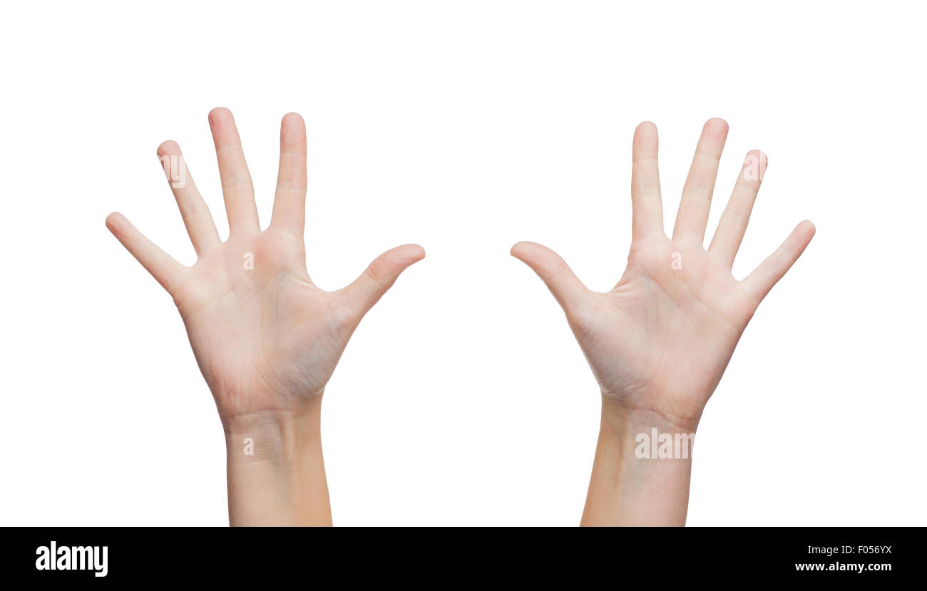 two woman hands waving hands Stock Photo - Alamy