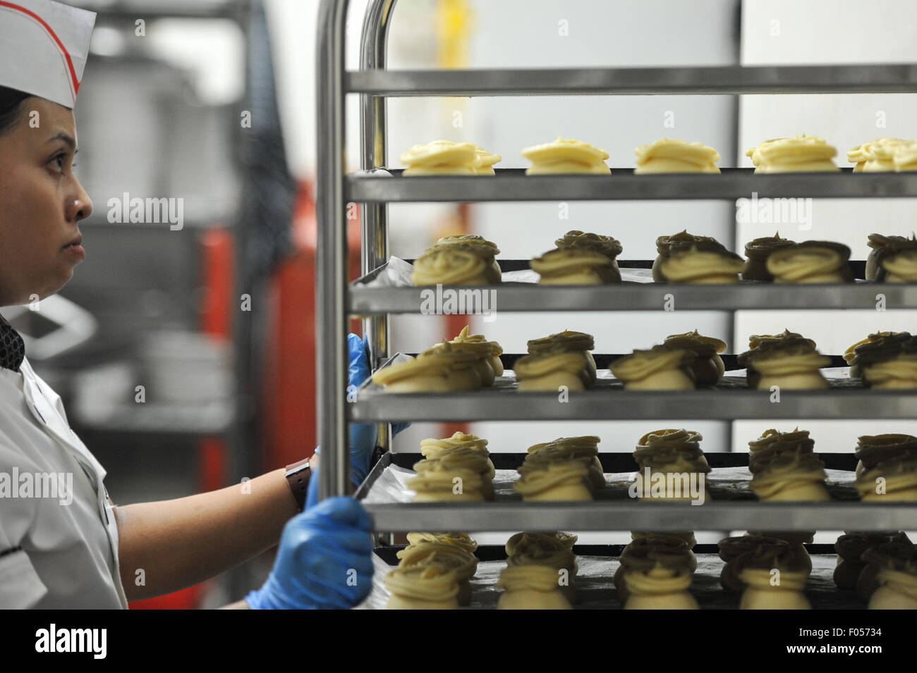 Jakarta, Indonesia. 7th Aug, 2015. A chef pushes a trolley containing ...