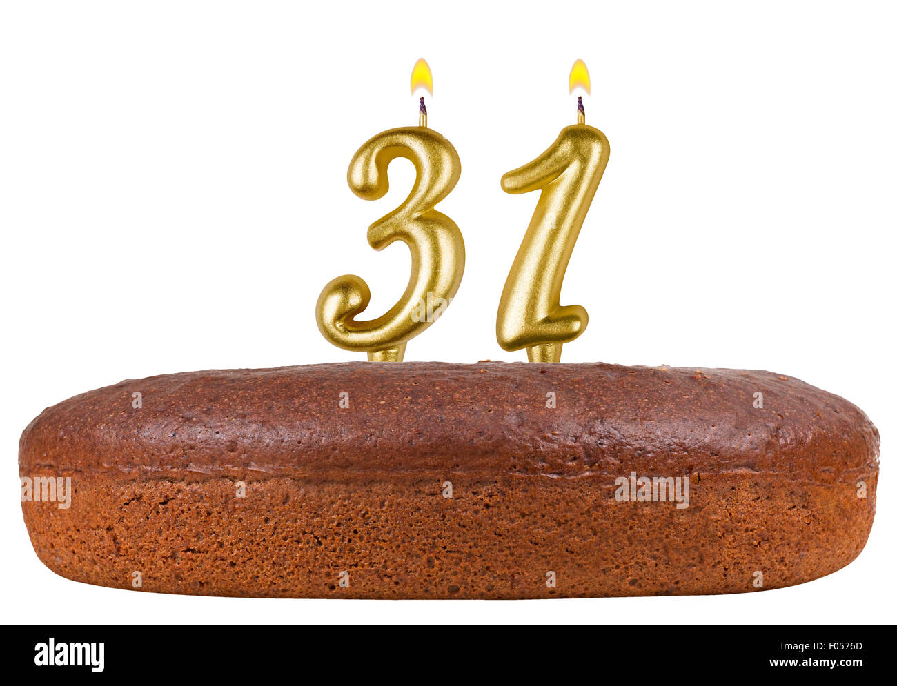 birthday cake with candles number 31 isolated on white background Stock ...
