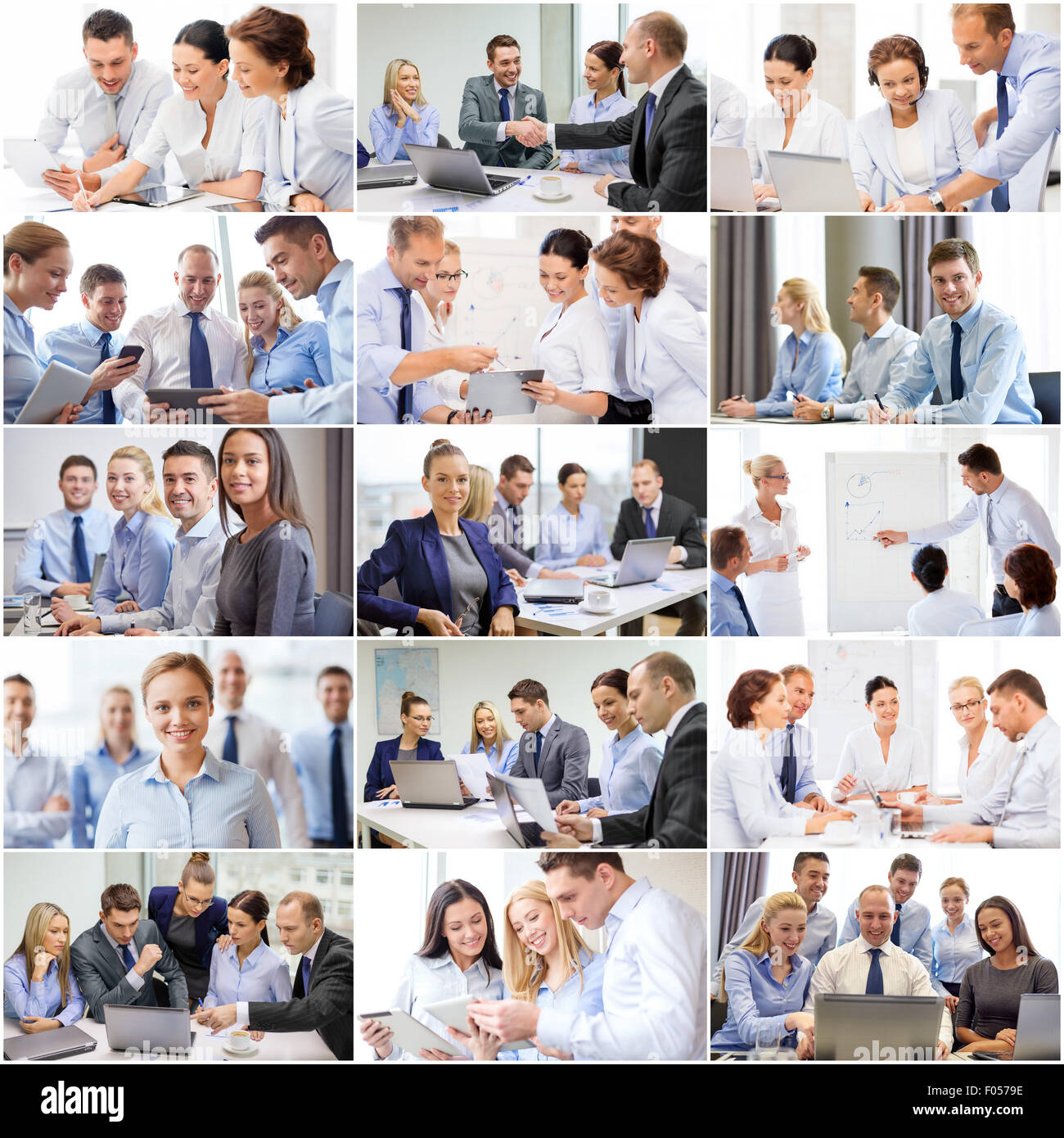 collage with many business people in office Stock Photo - Alamy