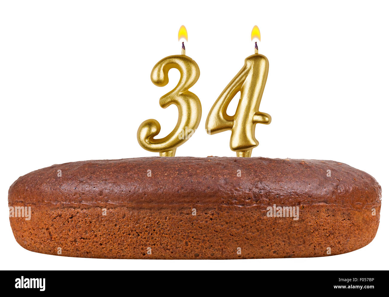 birthday cake with candles number 34 isolated on white background Stock ...