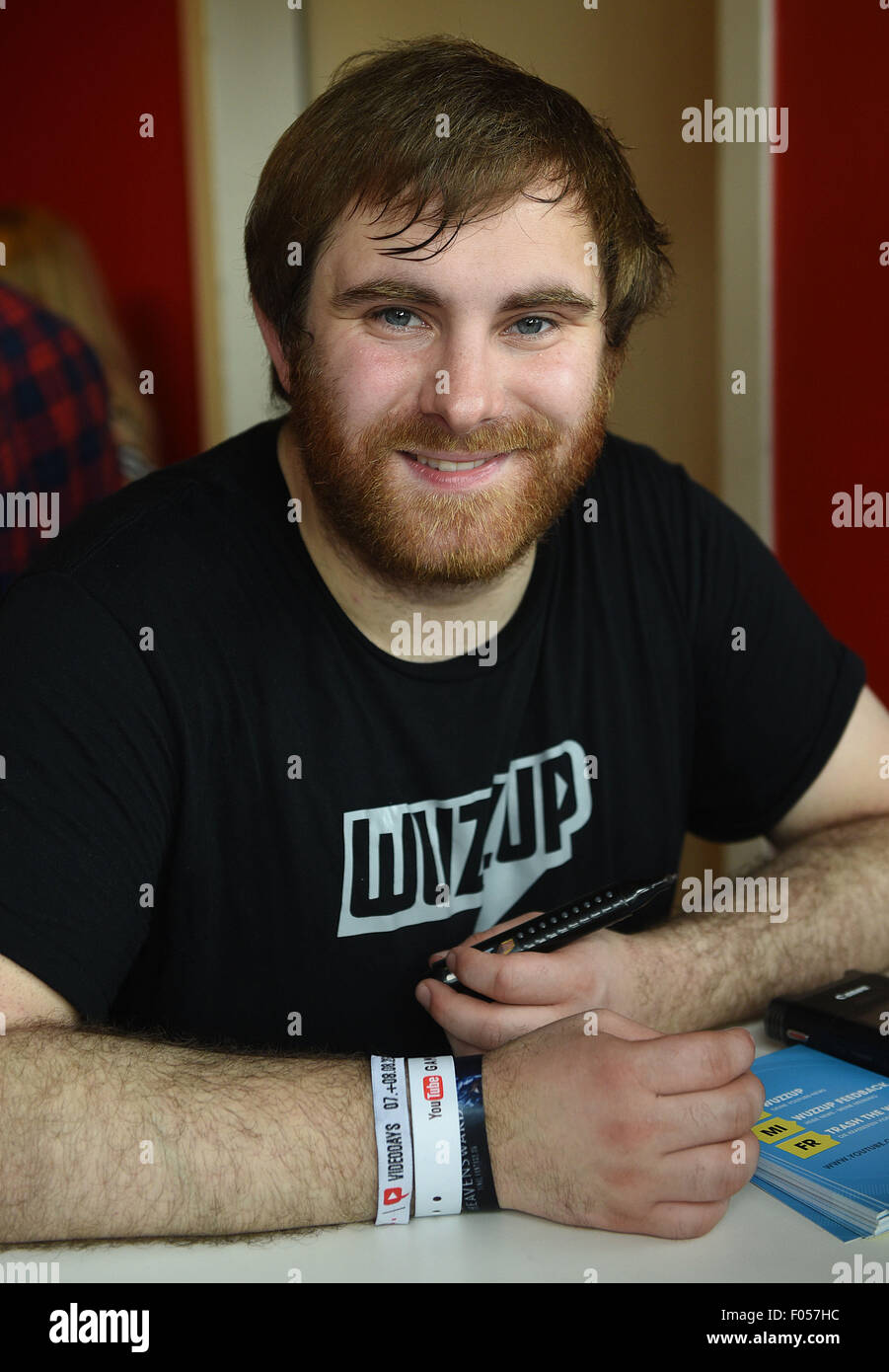 Cologne, Germany. 7th Aug, 2015. Youtuber Philipp Betz (Wuzzup) poses ...