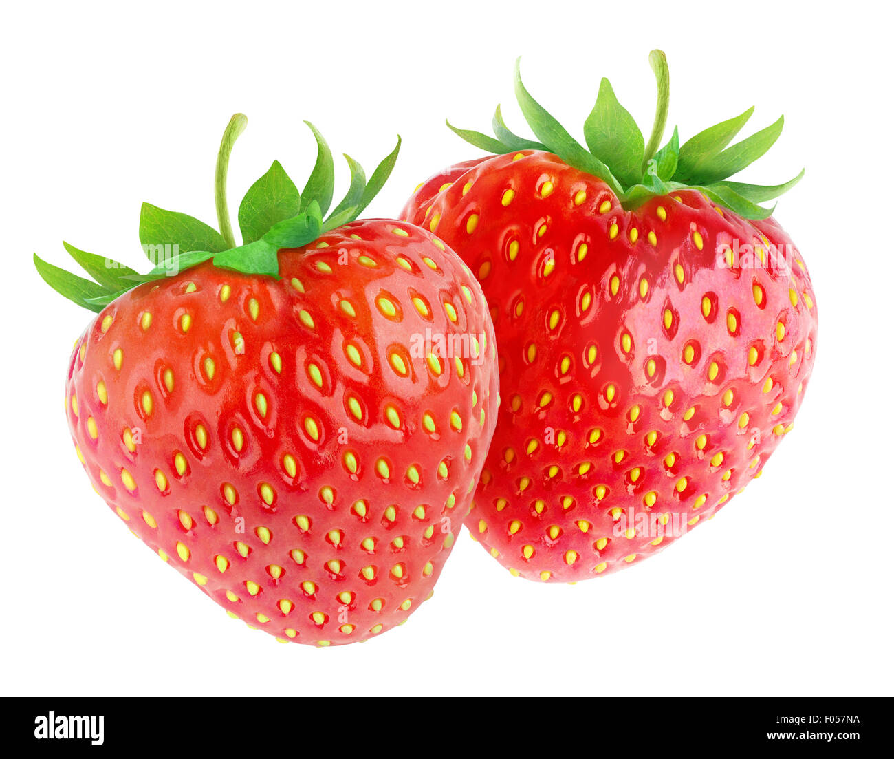 Two strawberries isolated on white Stock Photo - Alamy