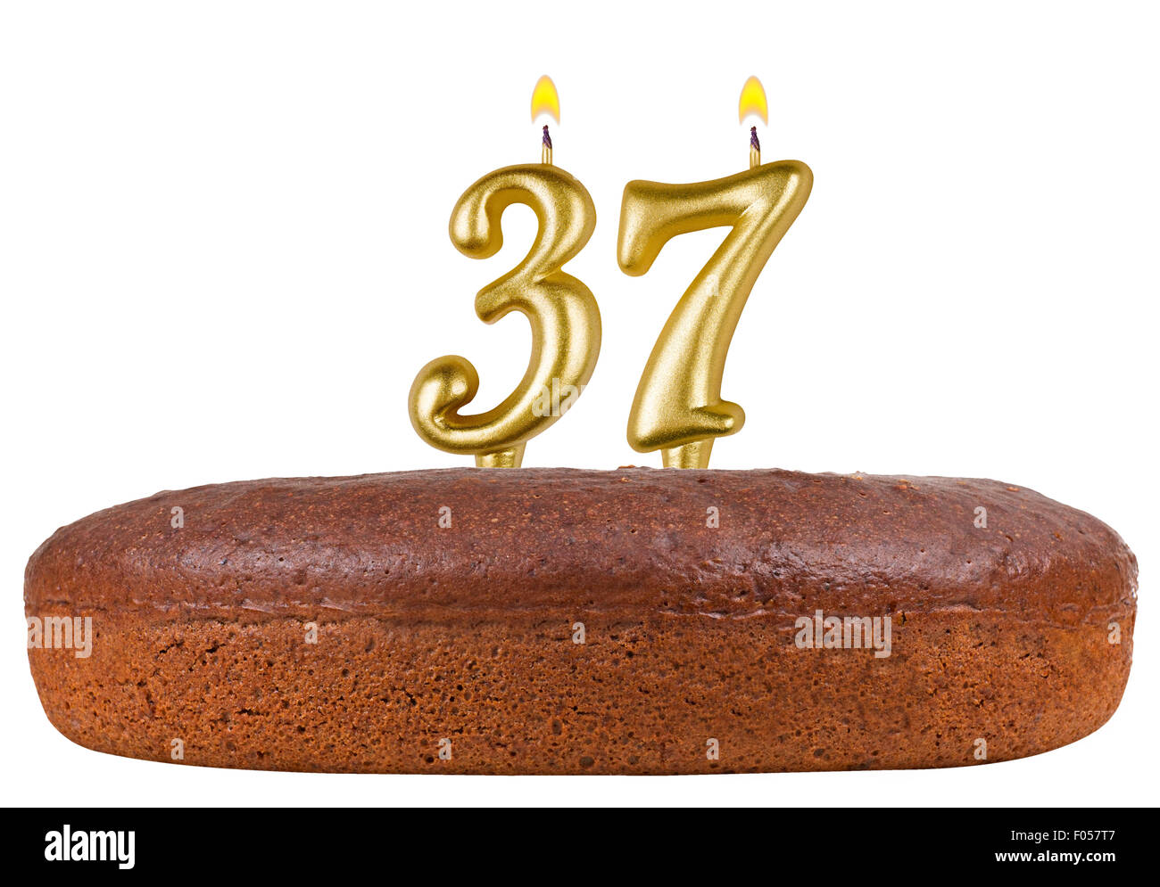 birthday cake with candles number 37 isolated on white background Stock ...