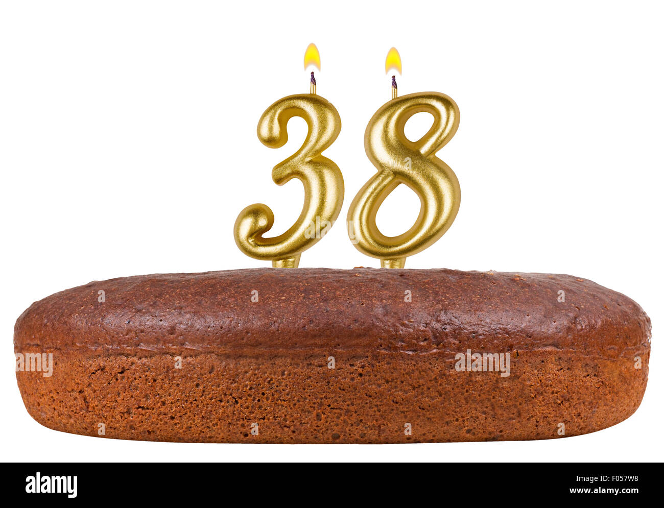 birthday cake with candles number 38 isolated on white background Stock ...