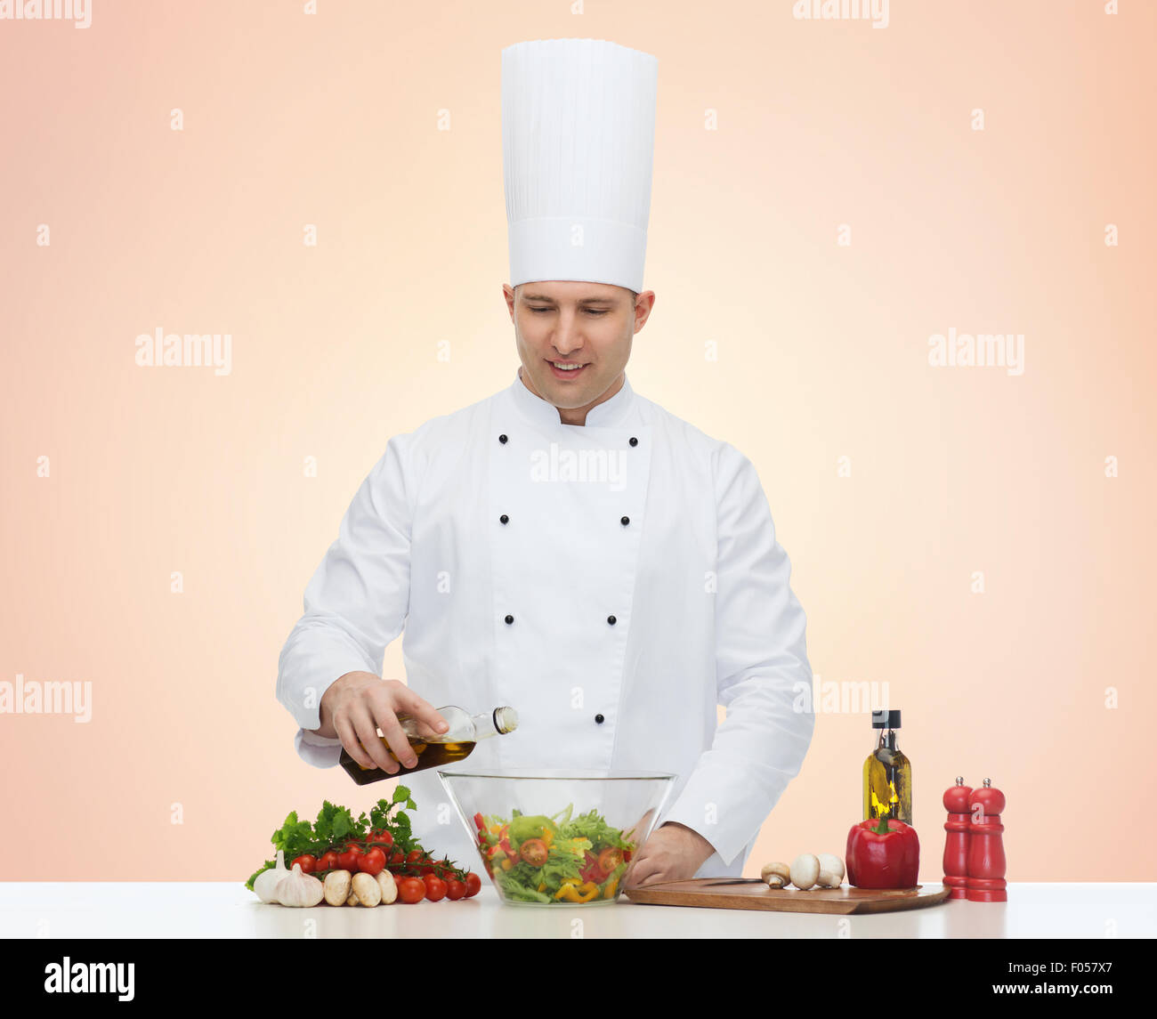 happy male chef cook cooking food Stock Photo - Alamy