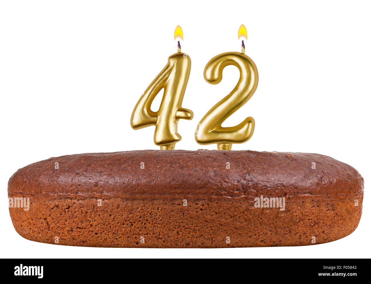 birthday cake with candles number 42 isolated on white background Stock ...