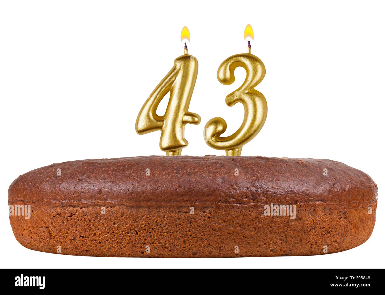 birthday cake with candles number 43 isolated on white background Stock ...