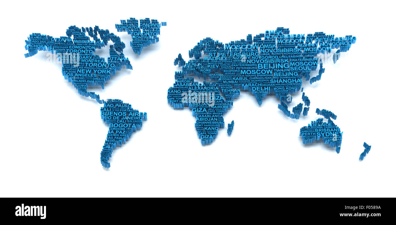 World map formed by words Stock Photo - Alamy