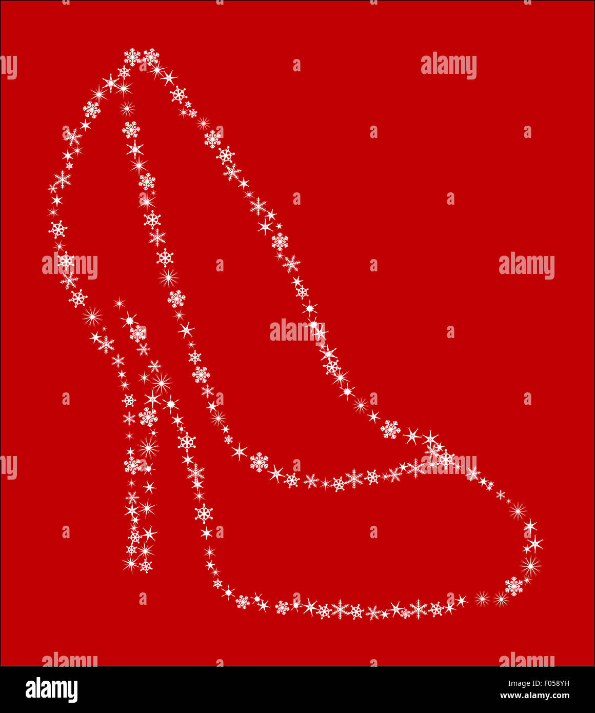 A high heel show of snowflakes over a red background Stock Photo - Alamy