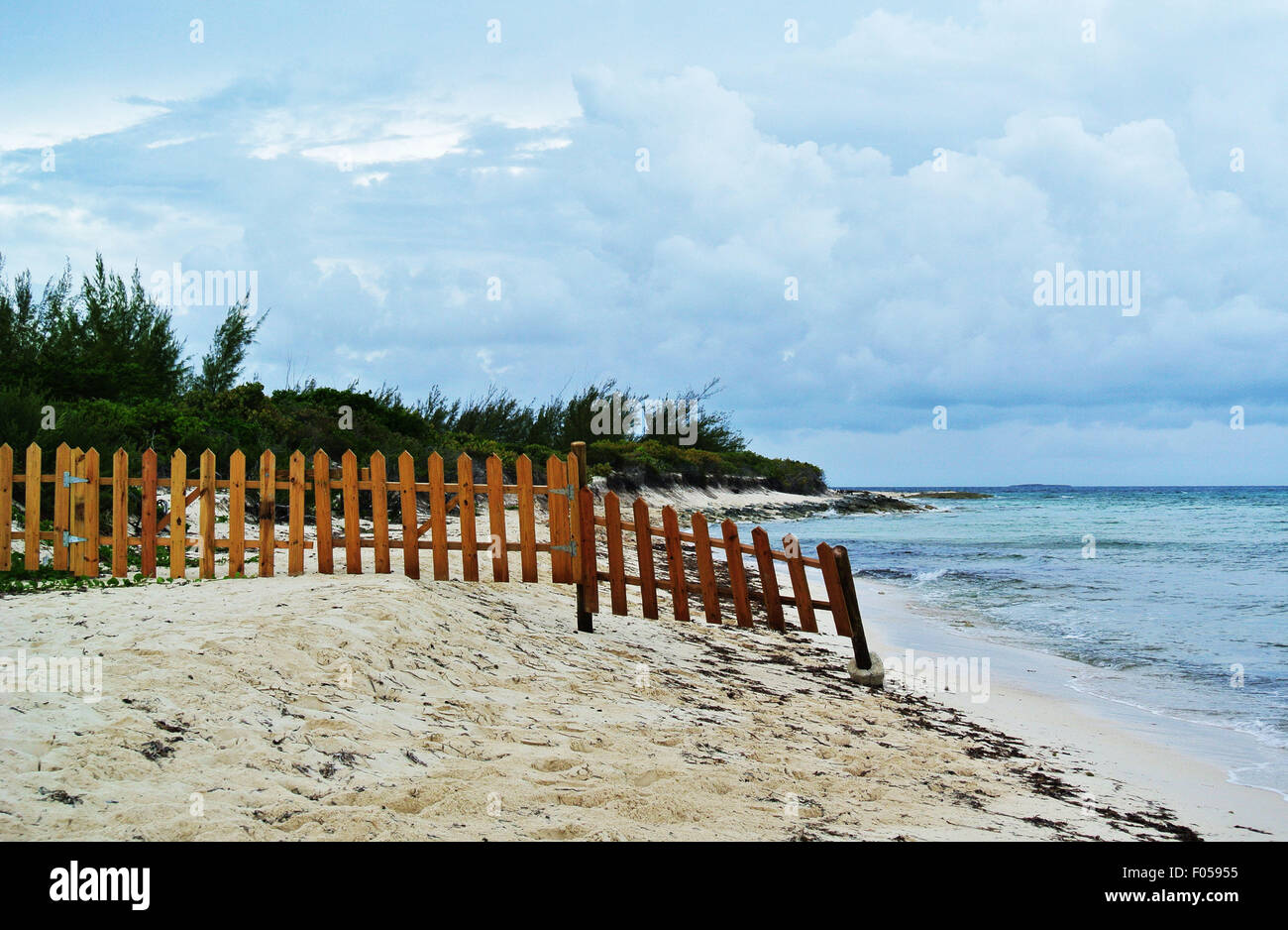 Beach Fence Scene on Island in the Bahamas Stock Photo - Alamy