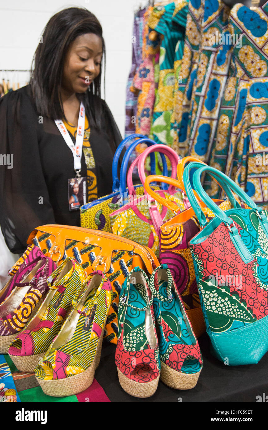 London, UK. 7 August 2015. Designer a her fashion stall. Africa Fashion ...