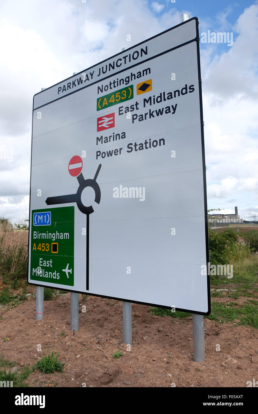 new road sign on the a453 in nottinghamshire Stock Photo - Alamy