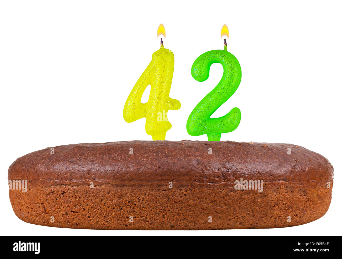 birthday cake with candles number 42 isolated on white background Stock ...
