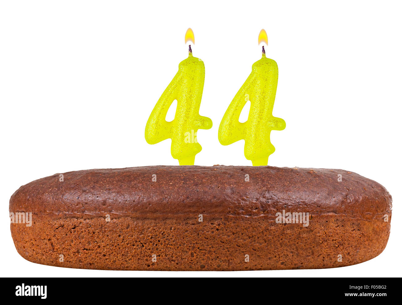 birthday cake with candles number 44 isolated on white background Stock ...