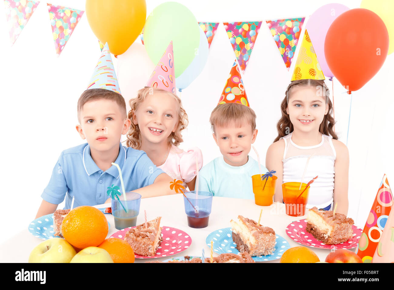 Happy little kids at birthday party Stock Photo - Alamy