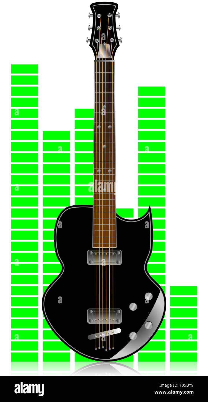 Electric guitar. String instrument, vector graphic illustration, sound ...