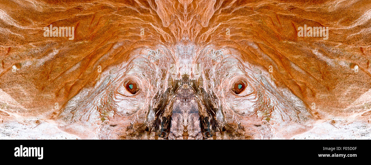 alien face on the wall of sandstone Stock Photo - Alamy