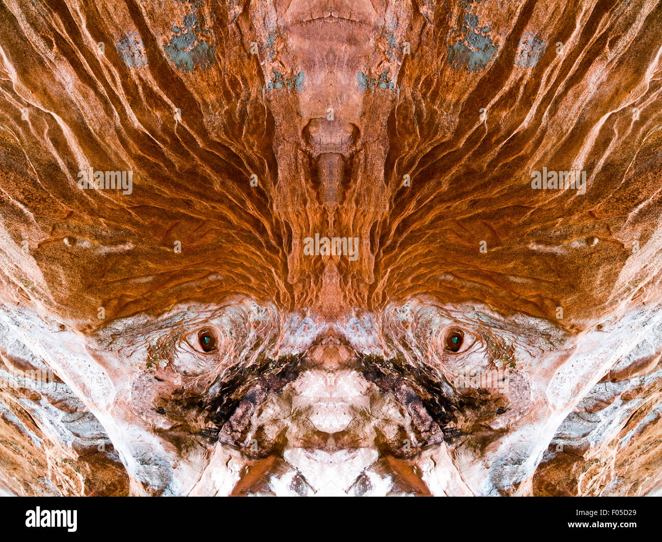 the alien face on the sandstone / The pattern on the surface of the ...