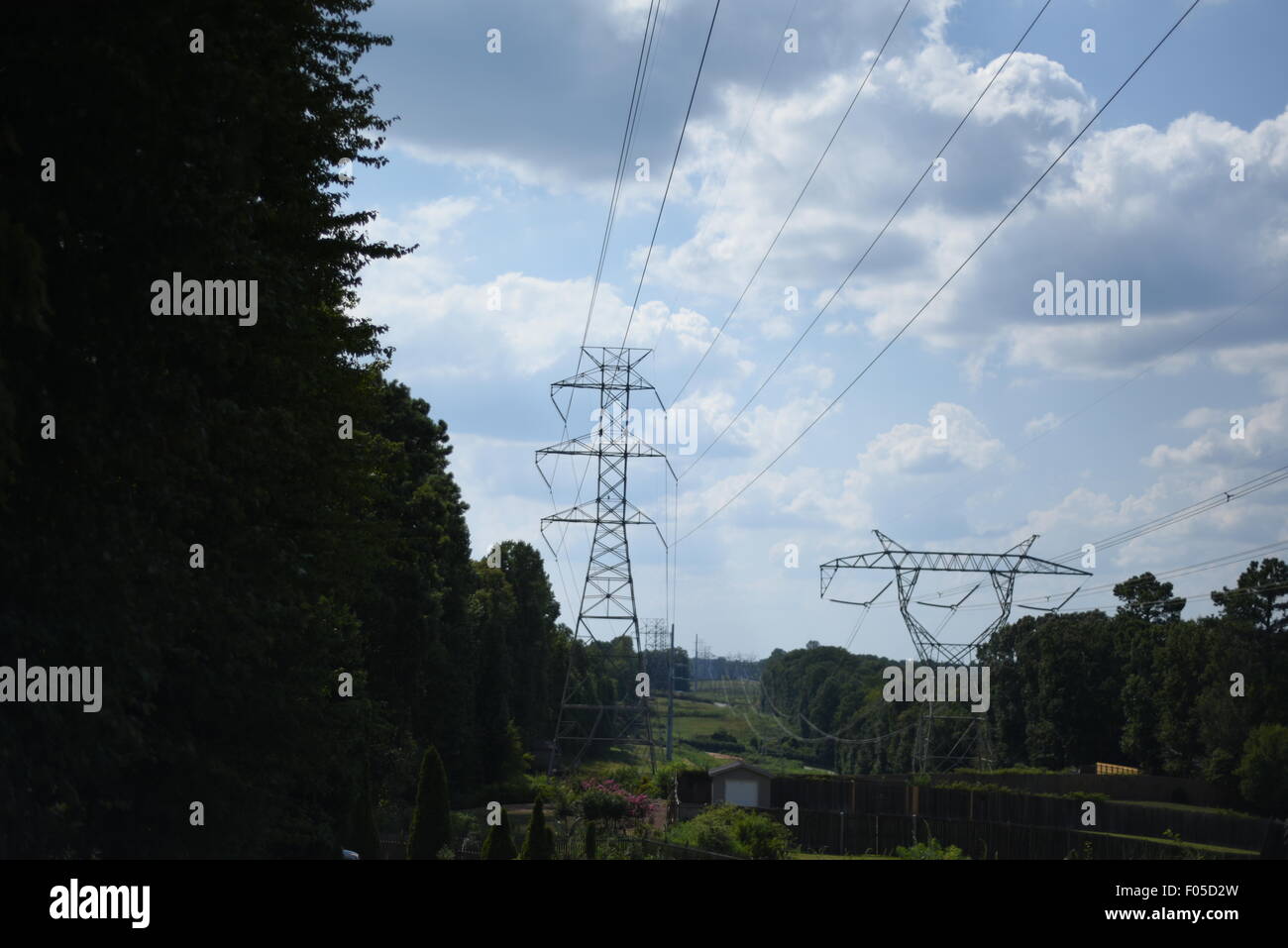 power lines clear sky Stock Photo - Alamy