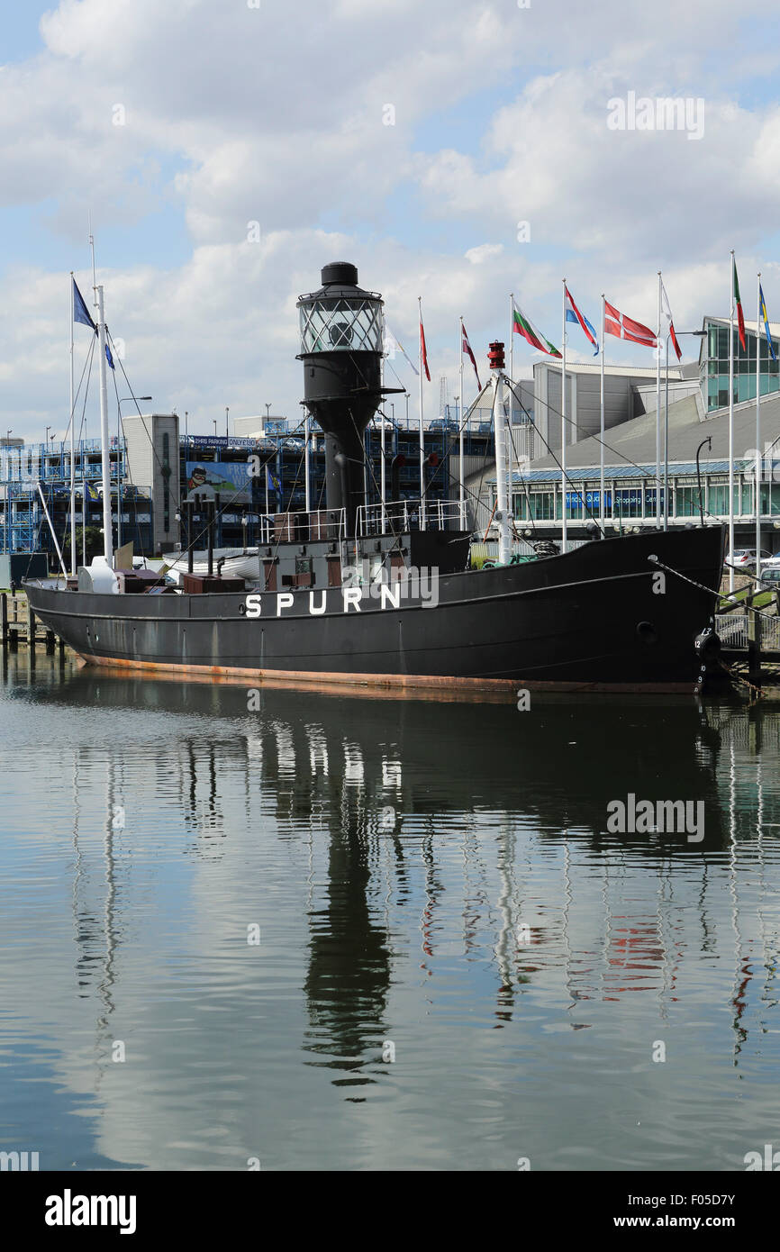 Spurn Lightship in Hull, England. The ship is docked at Hull Marina ...