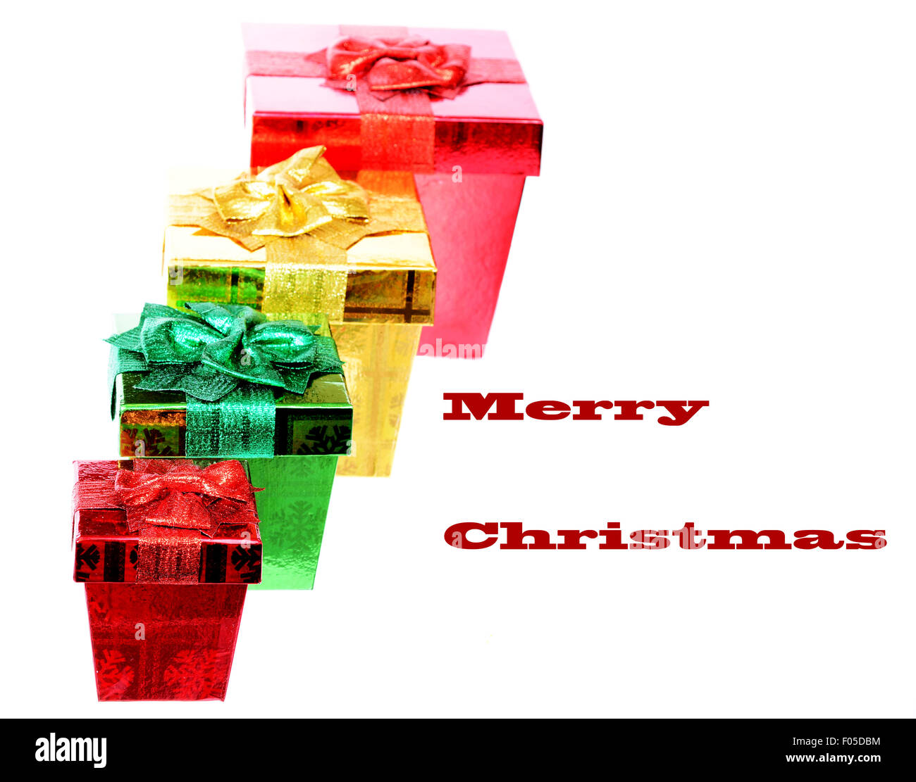 Several gift boxes isolated on a white background Stock Photo - Alamy