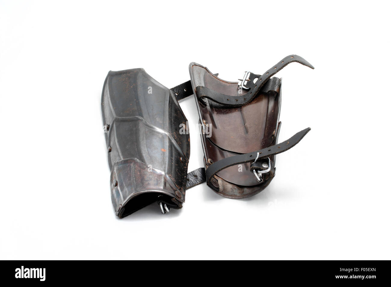 A pair of metal Vambraces - lower arm armour Stock Photo - Alamy