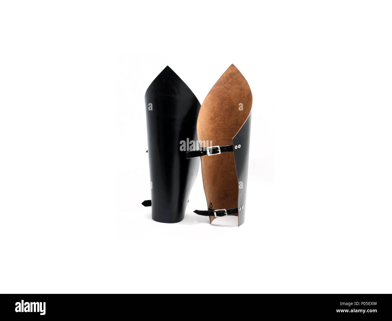 A pair of Leather Vambraces - lower arm armour Stock Photo - Alamy