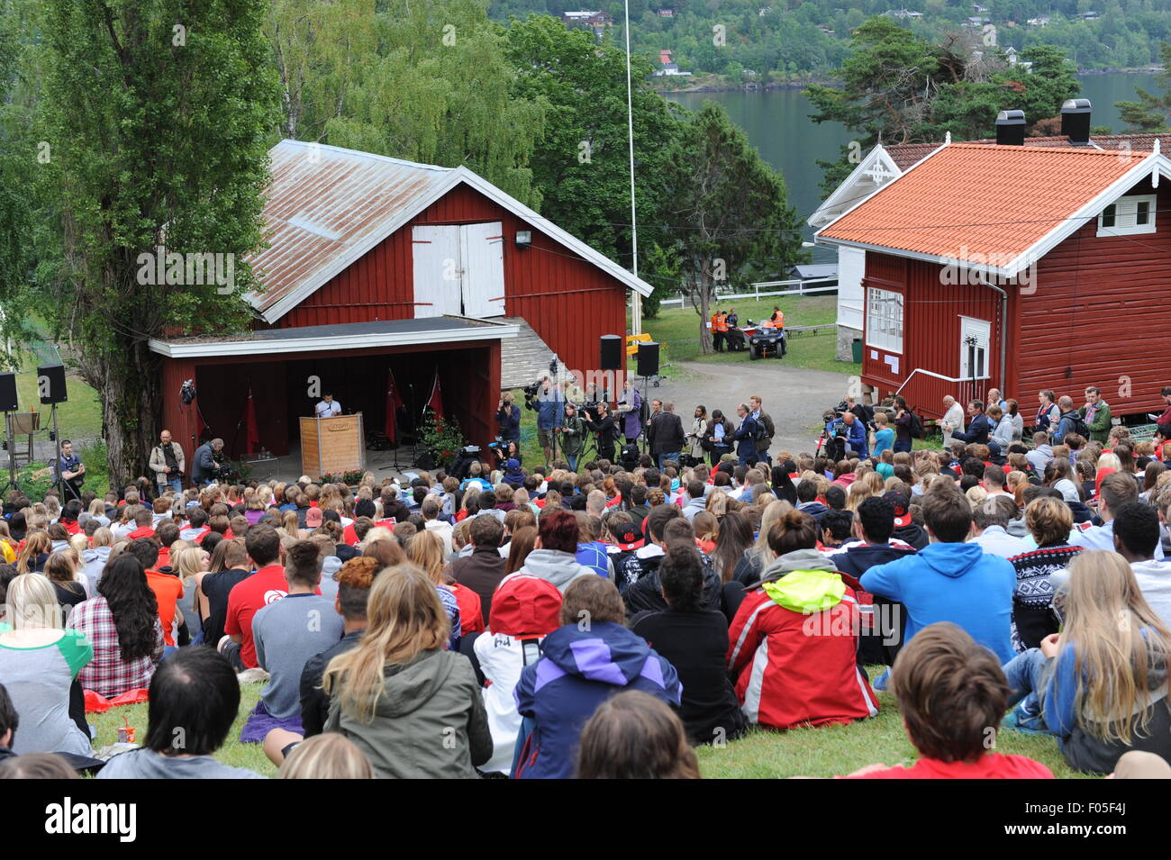 Utoya island, Norway. 7th Aug, 2015. Participants in the youth camp at ...